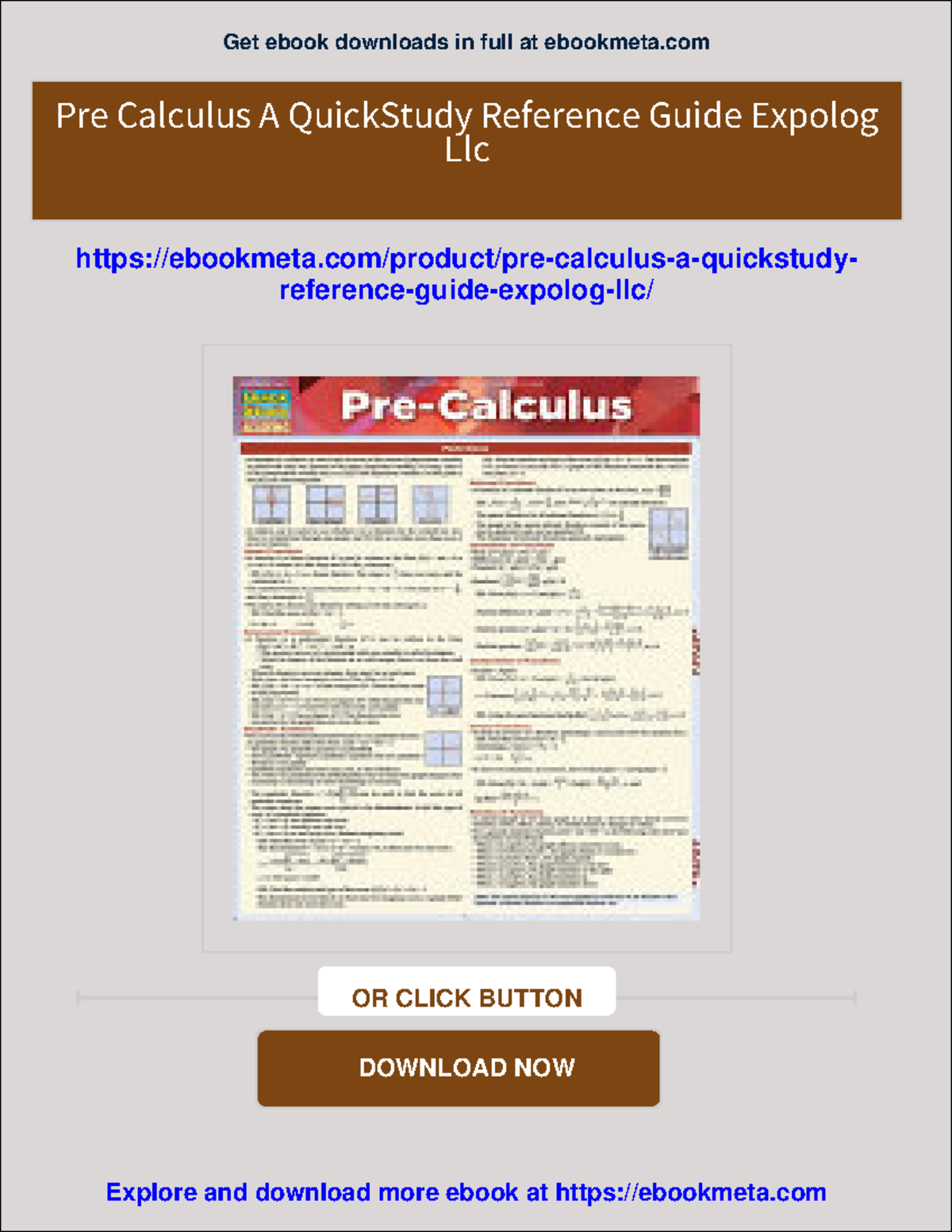 806063050 FREE PDF sample Pre Calculus A Quick Study Reference Guide Expolog Llc ebooks - Get ...