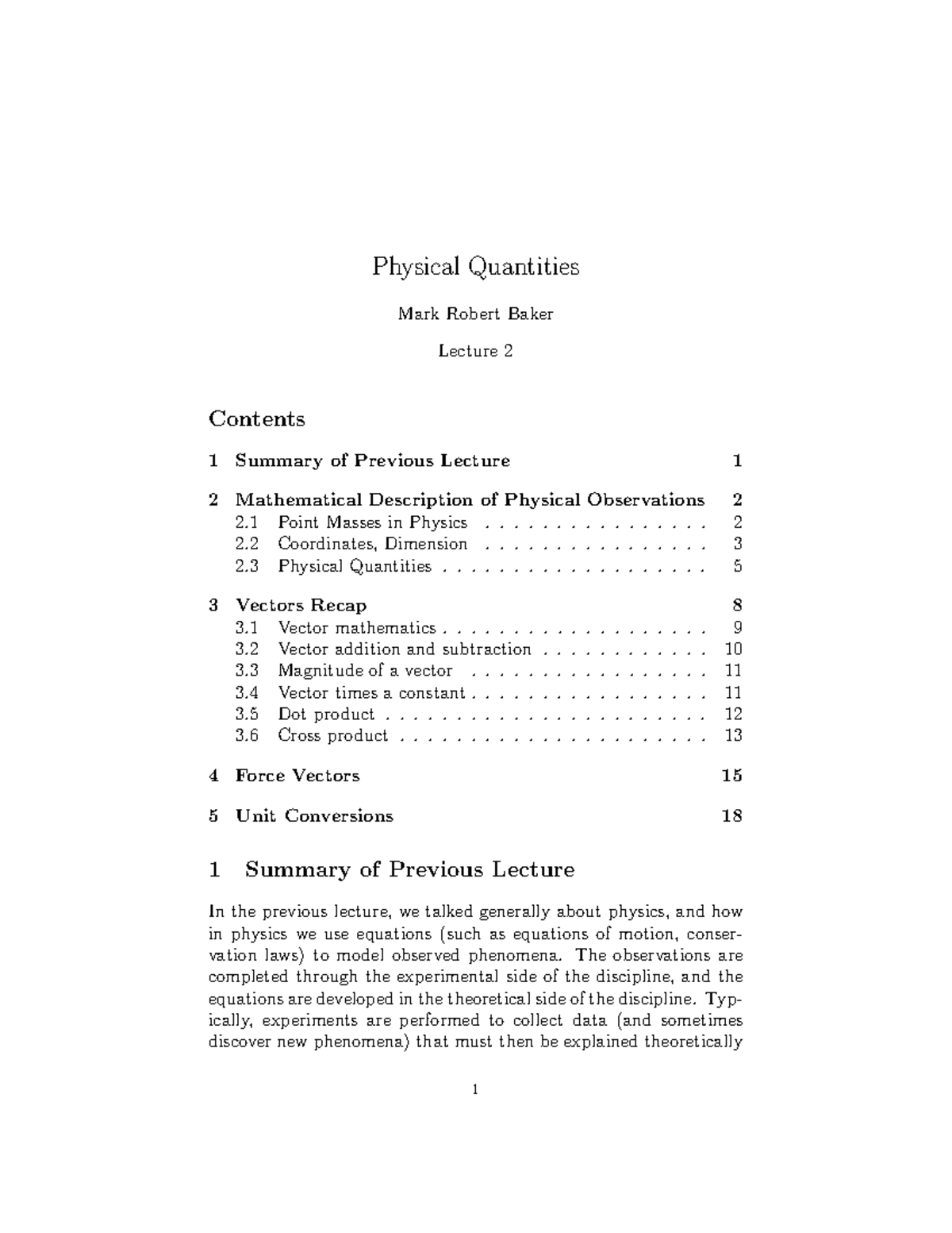Lecture 2: Physical Quantities in Physics (PHYS 101) - Studocu