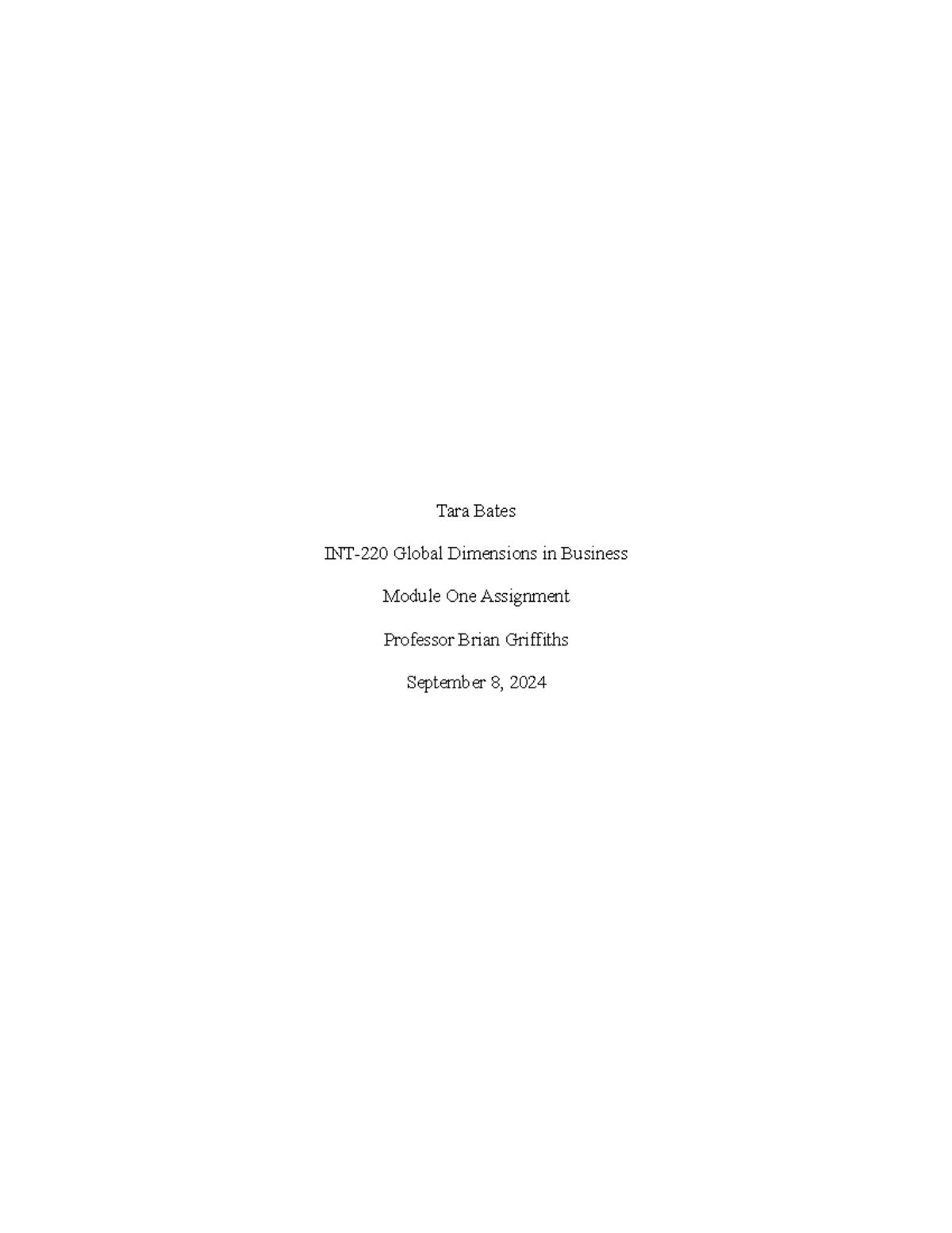 INT-220 Module One Assignment: Exploring Global Business Environments ...