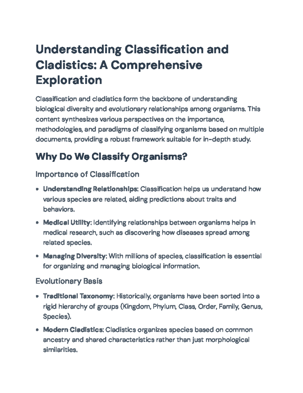 Exploring Classification and Cladistics: Methodologies and Applications ...