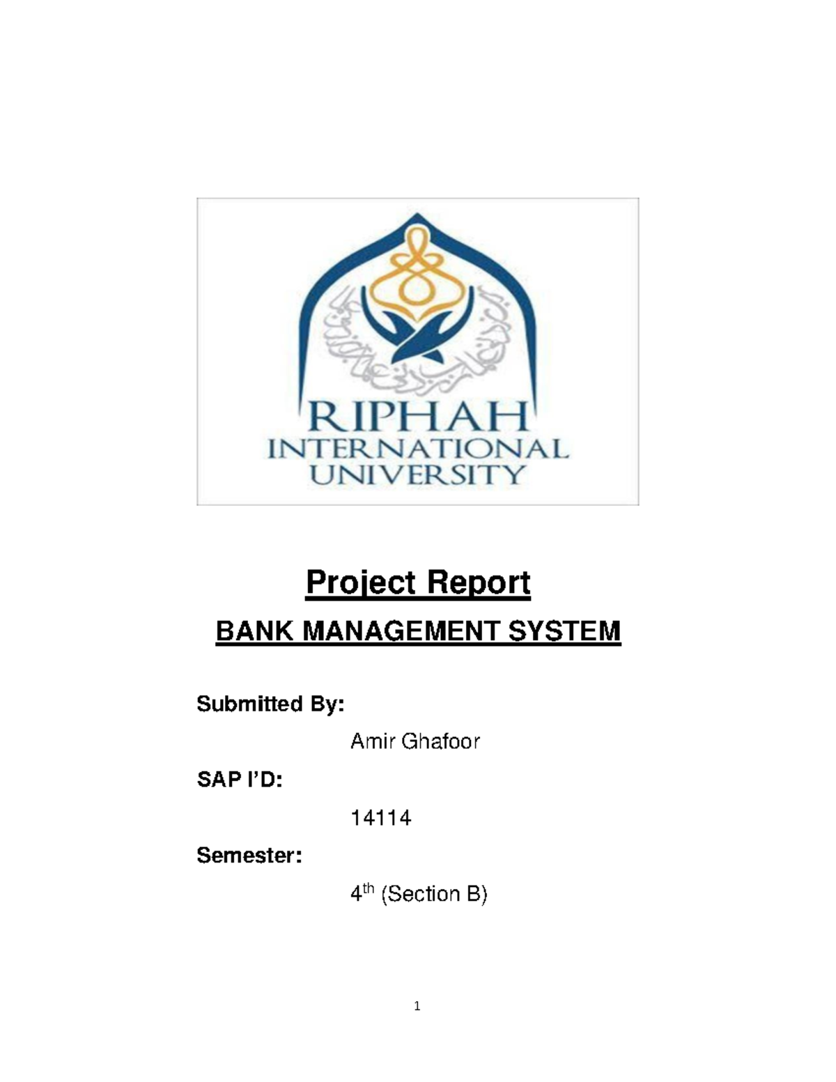Project Report - description - Project Report BANK MANAGEMENT SYSTEM ...