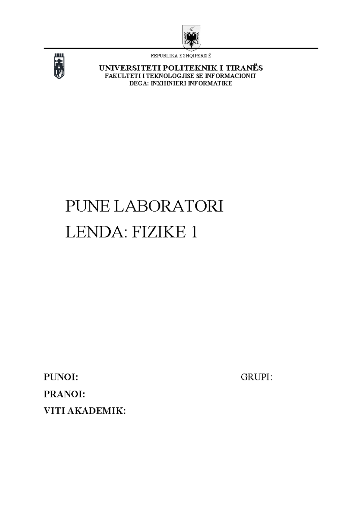 Pune Laboratori: Hyrje ne Fizike 1 - Grup 2024-2025 - Studocu