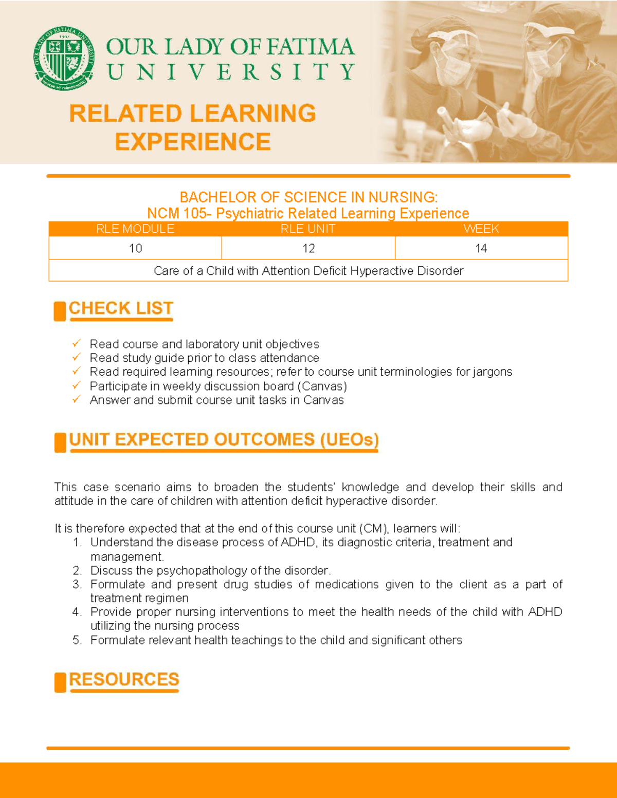 NCM RLE Module: Care of a Child with ADHD - Week 10-14 Case Study - Studocu