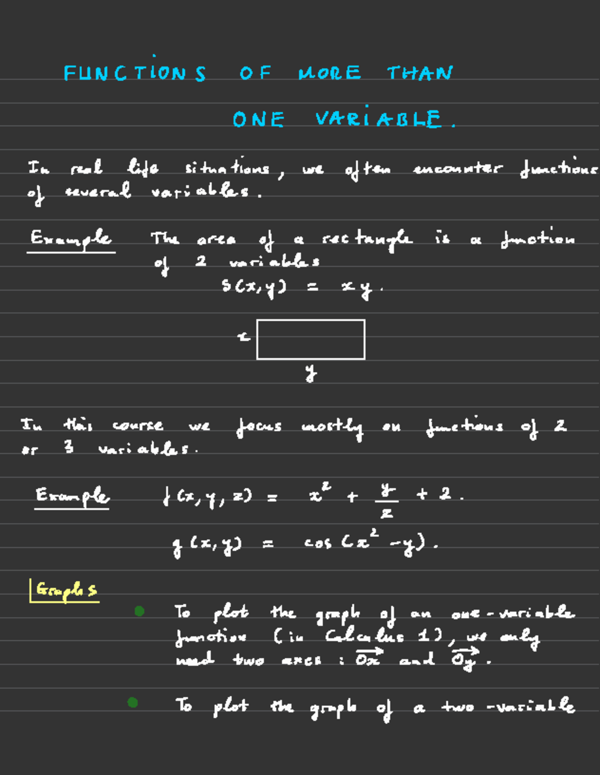 P1 - Calculus II: Functions of Multiple Variables Overview - Studocu