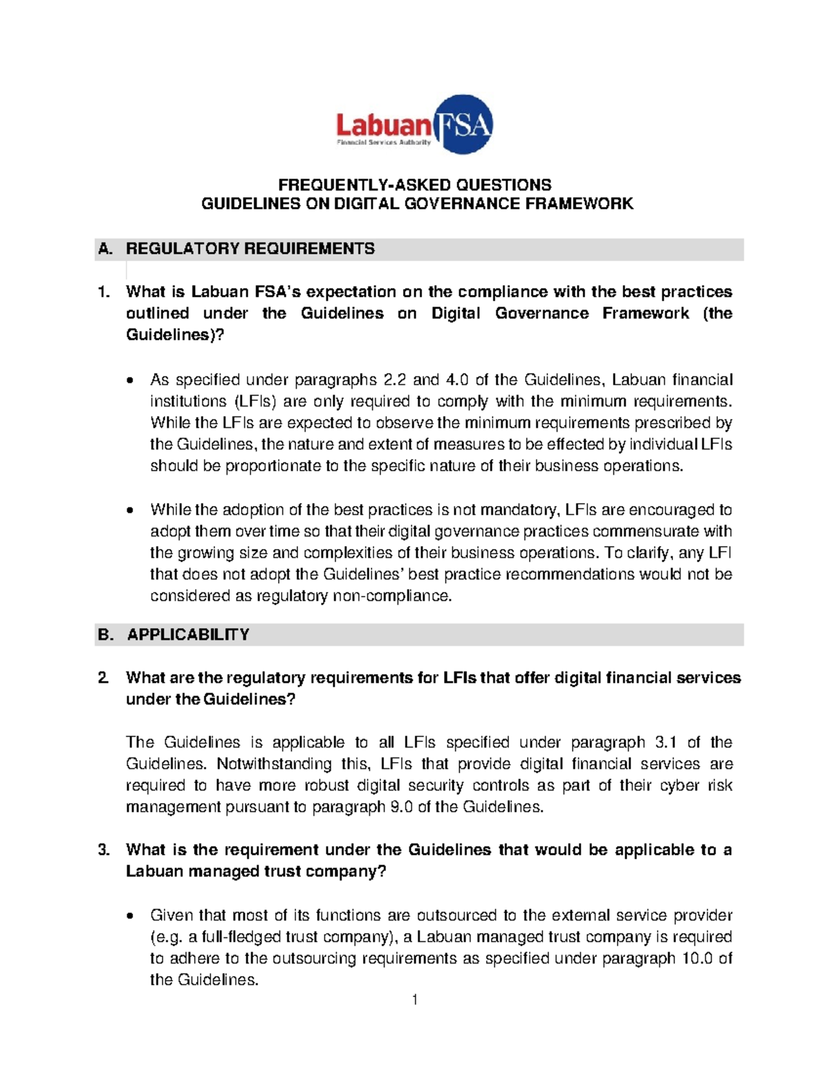 FAQs Guidelines on Digital Governance Framework - FREQUENTLY-ASKED QUESTIONS GUIDELINES ON ...