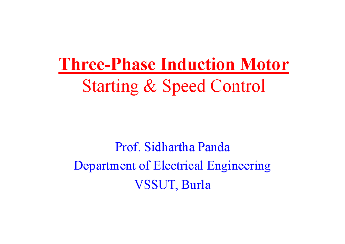 M4 3Ph Induction Motor: Starting Speed Control Techniques - Studocu