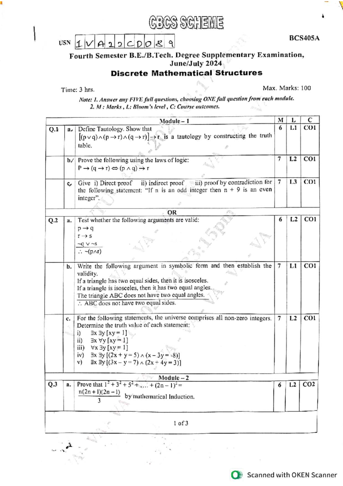 4th Sem DMS BCS405A VTU Supplementary Exam QP June-July 2024 - Studocu