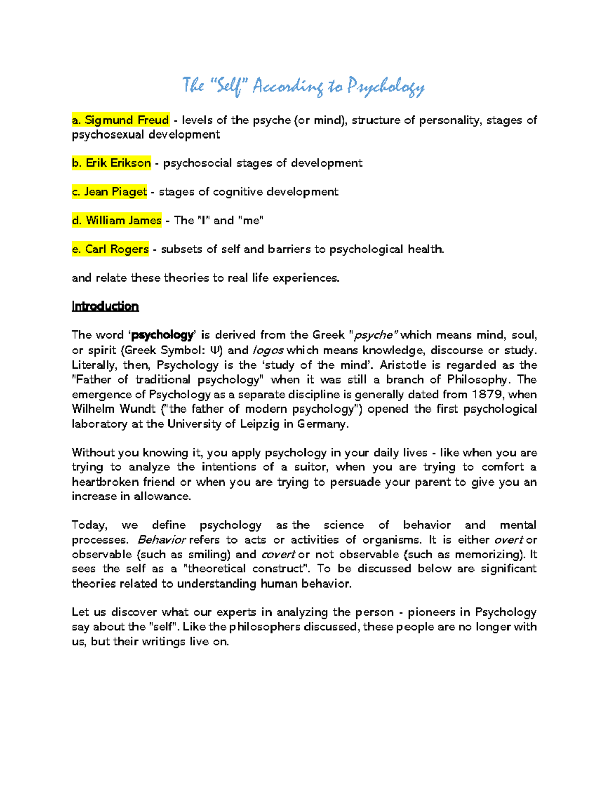 The “Self” According to Psychology - Sigmund Freud - levels of the ...