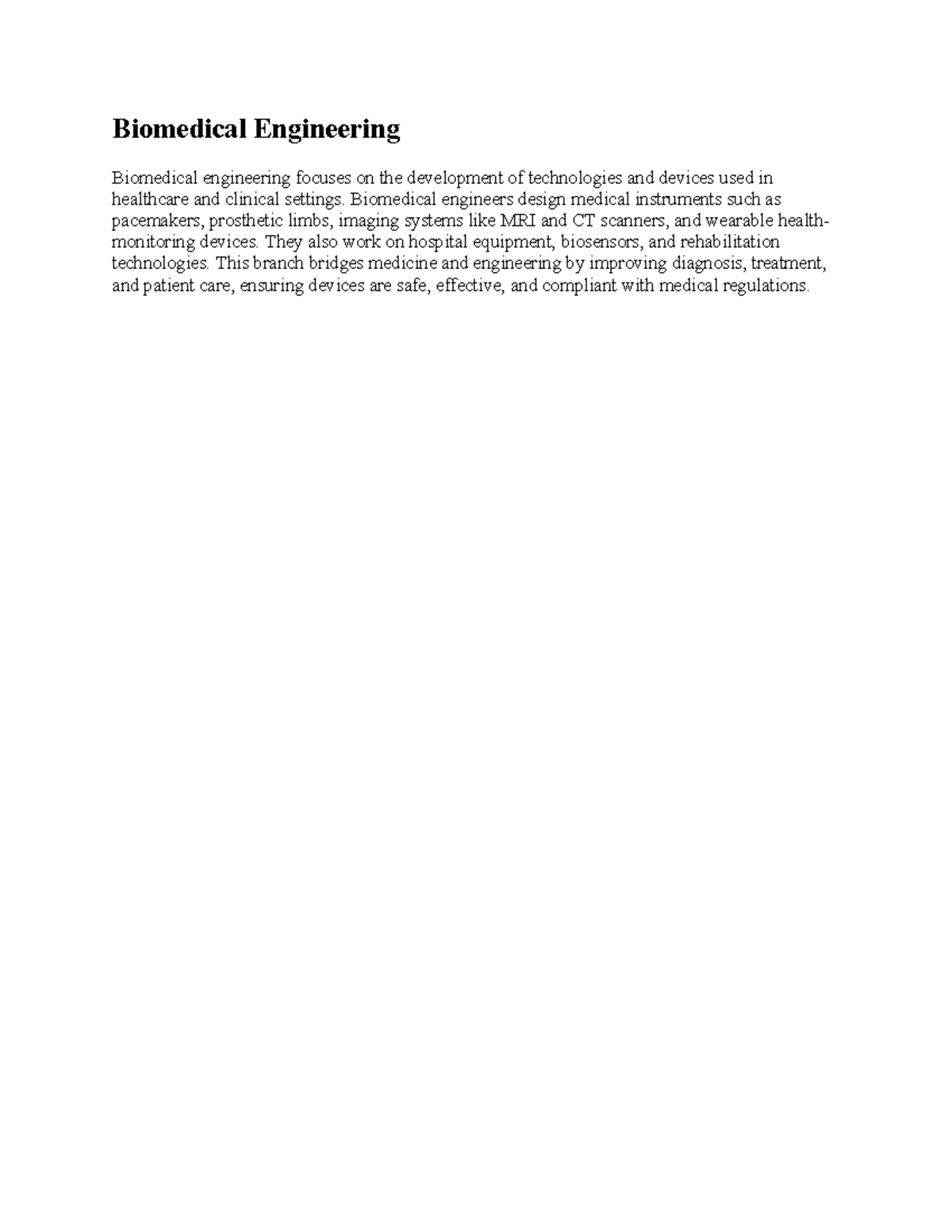 Biomedical Engineering - Biomedical Engineering Biomedical engineering ...