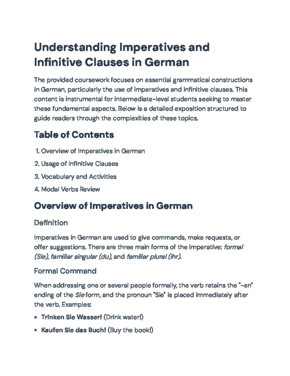 Understanding German Imperatives & Infinitive Clauses: A Guide ...