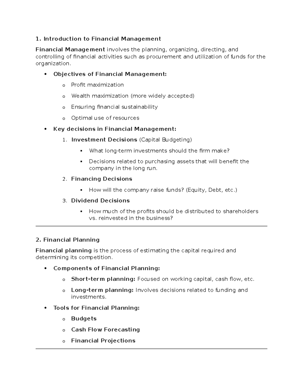 Financial Management Overview: Key Concepts and Principles - Studocu