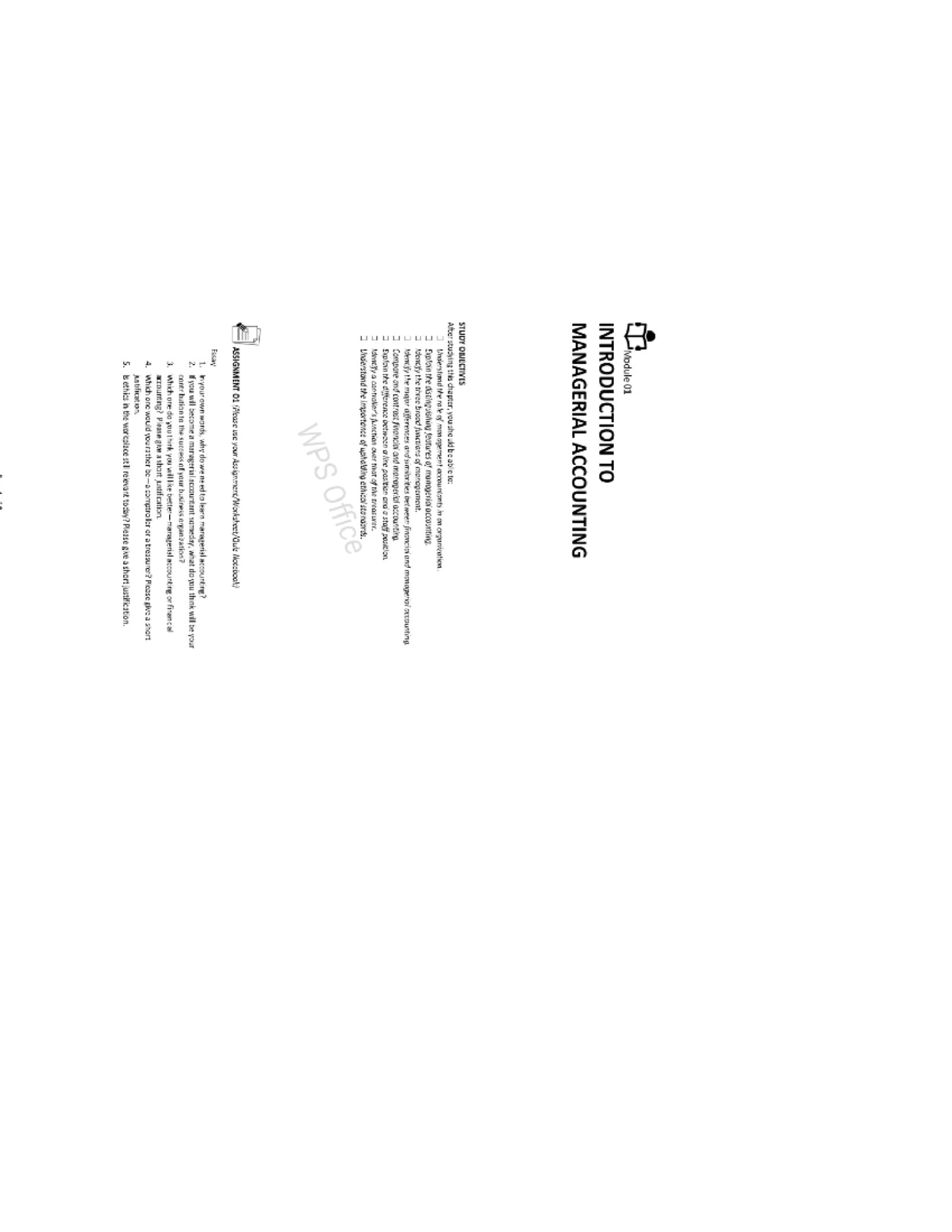 Module 01: Introduction to Managerial Accounting Study Objectives and ...