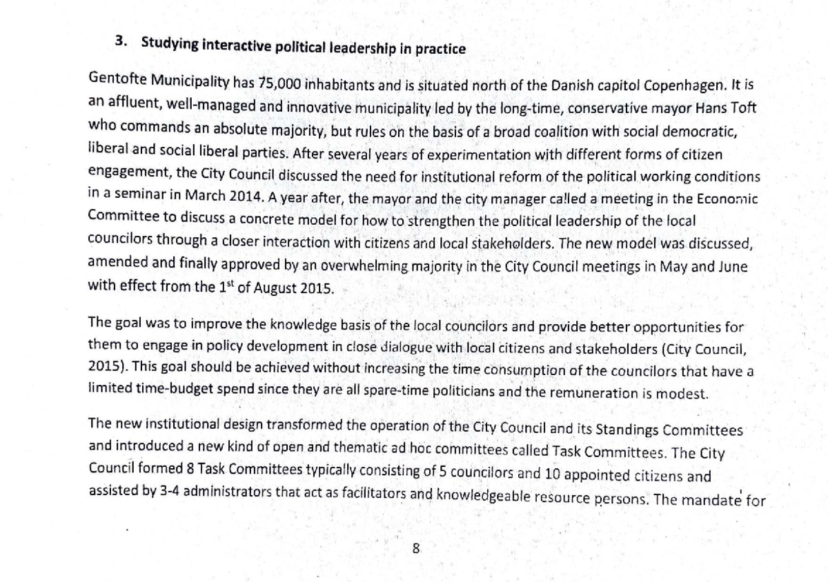 Leadership Case Study: Interactive Political Leadership in Gentofte ...