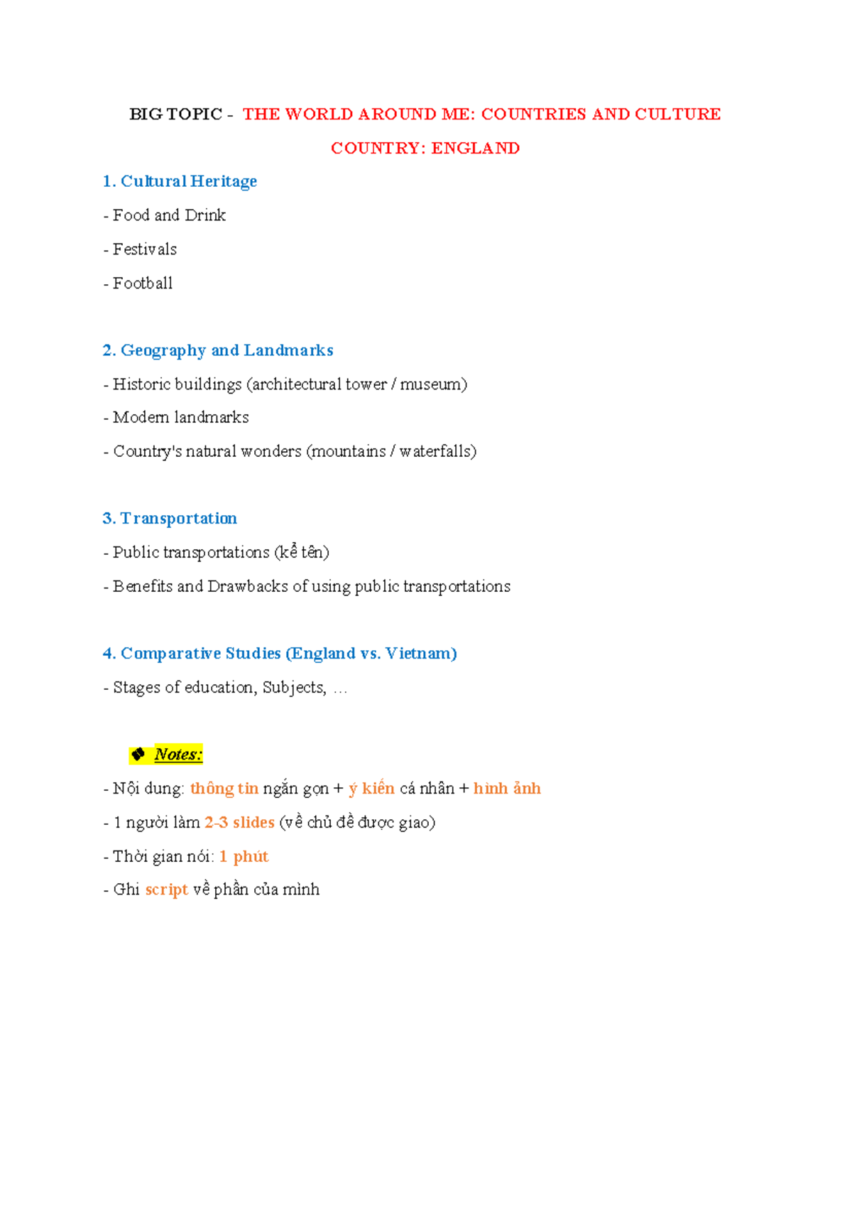 Eng Presentation - eng - BIG TOPIC - THE WORLD AROUND ME: COUNTRIES AND ...