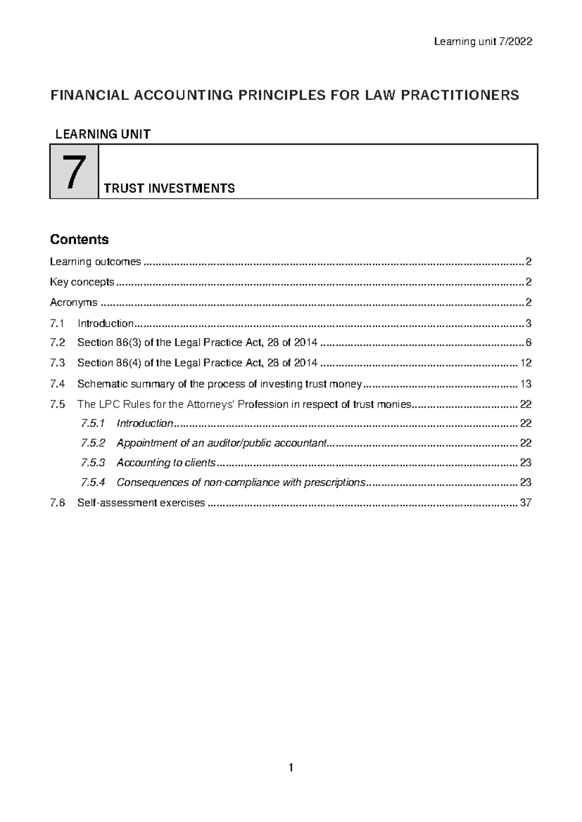 2022 FAC1503 Learning unit 7 - Learning unit FINANCIAL ACCOUNTING ...
