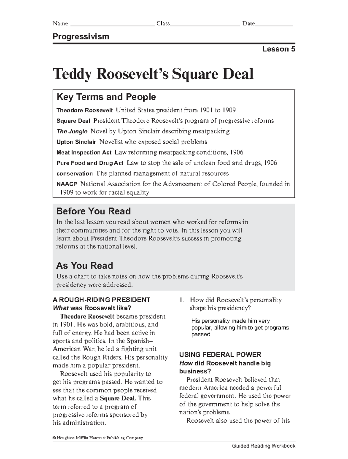 Mod 5 lesson 5 Isabela - assignment - Progressivism Lesson 5 Teddy ...