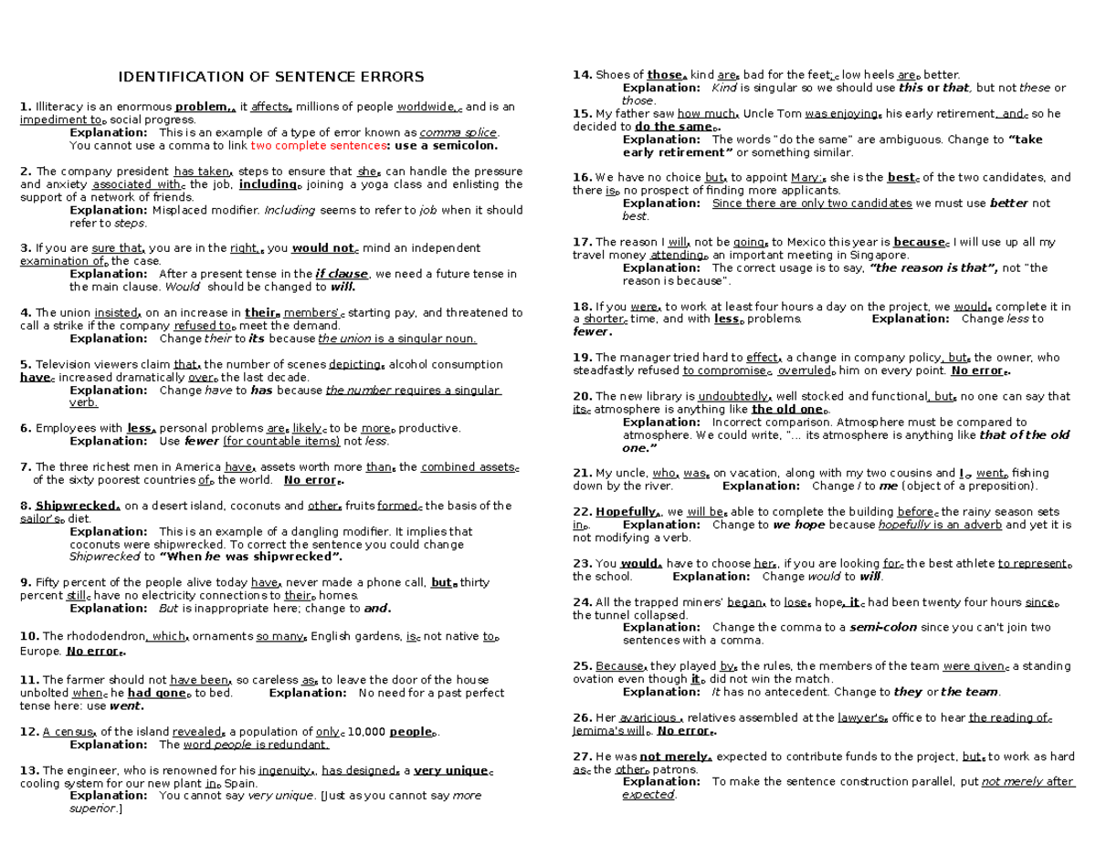 (Upload-from-mobile-1742630801) Identification OF Sentence Errors - IDENTIFICATION OF SENTENCE ...