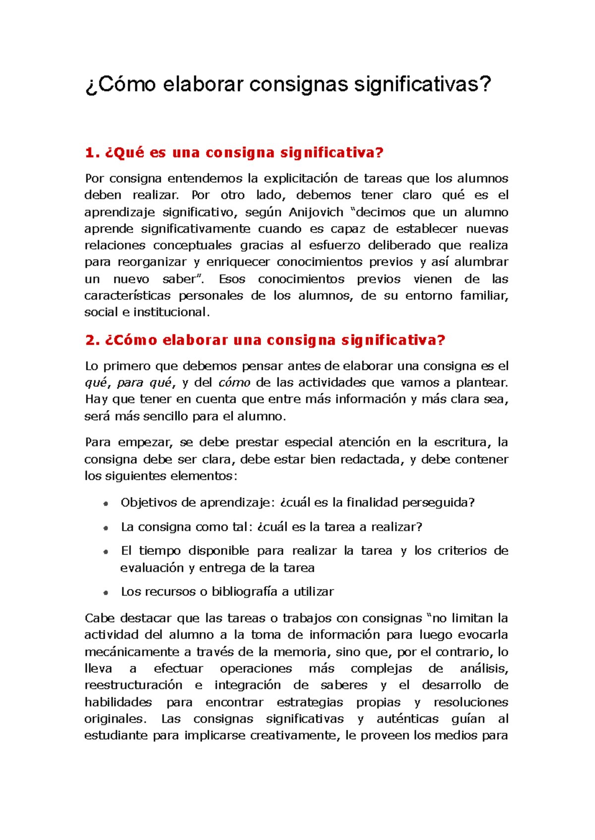 Cómo elaborar consignas significativas - ¿Qué es una consigna ...