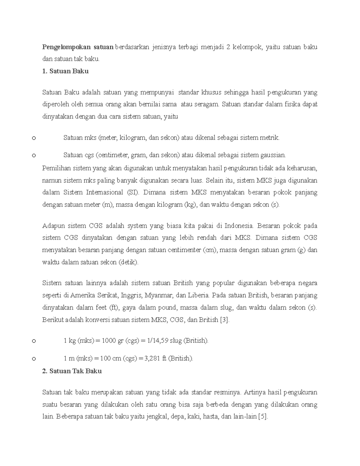 Pengelompokan Satuan: Baku & Tak Baku dalam Pengukuran Fisika - Studocu