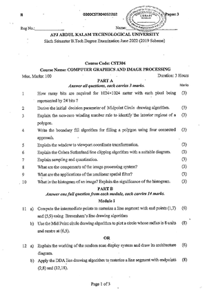 CST304 Computer Graphics AND Image Processing - B Reg No.: 0300csT304/J,s ####### Name: APJ ...