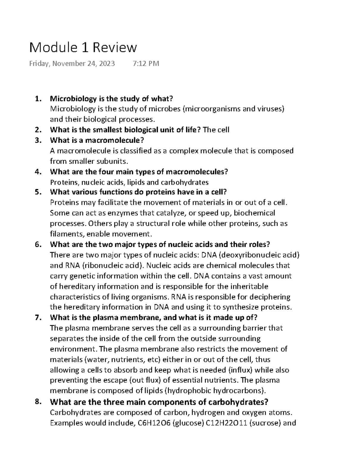 Module 1 Review - Microbiology is the study of what? Microbiology is ...