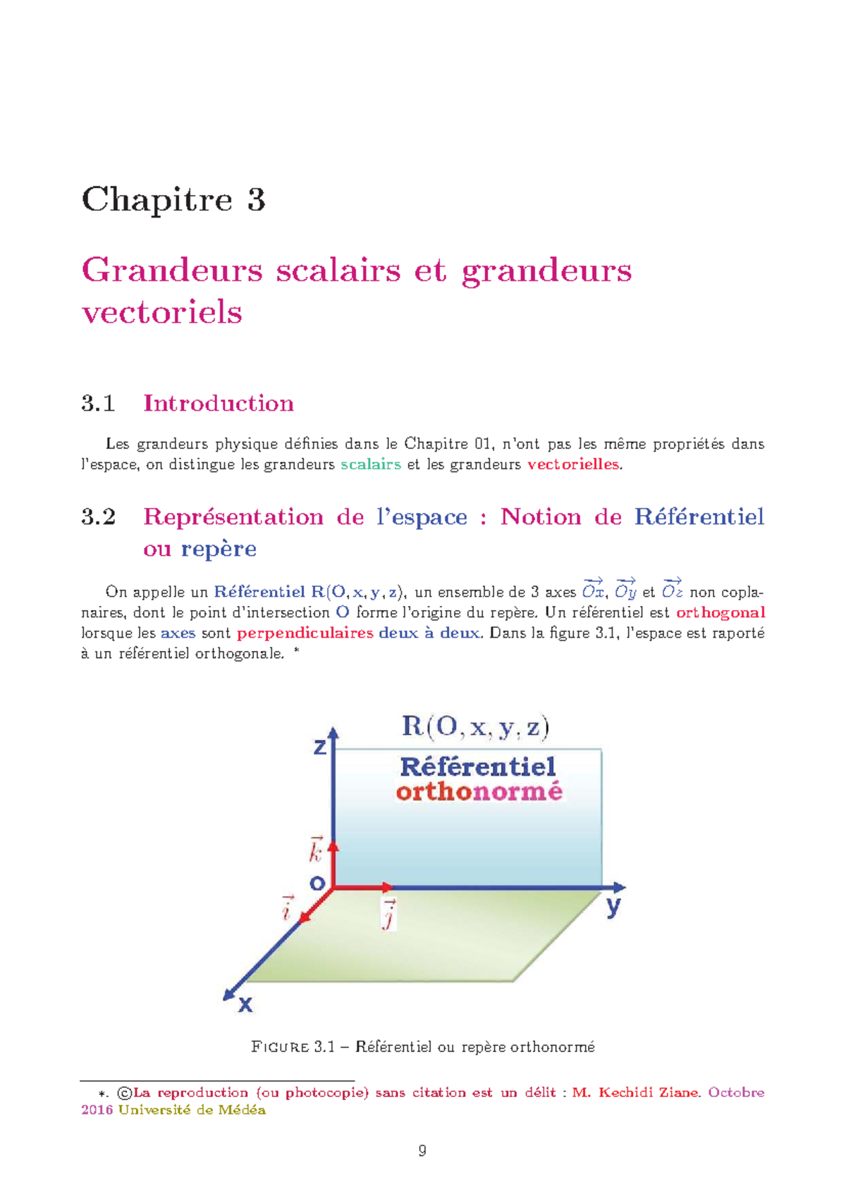 Chapitre 3 : Grandeurs Scalaires et Vectorielles - Analyse Vectorielle ...