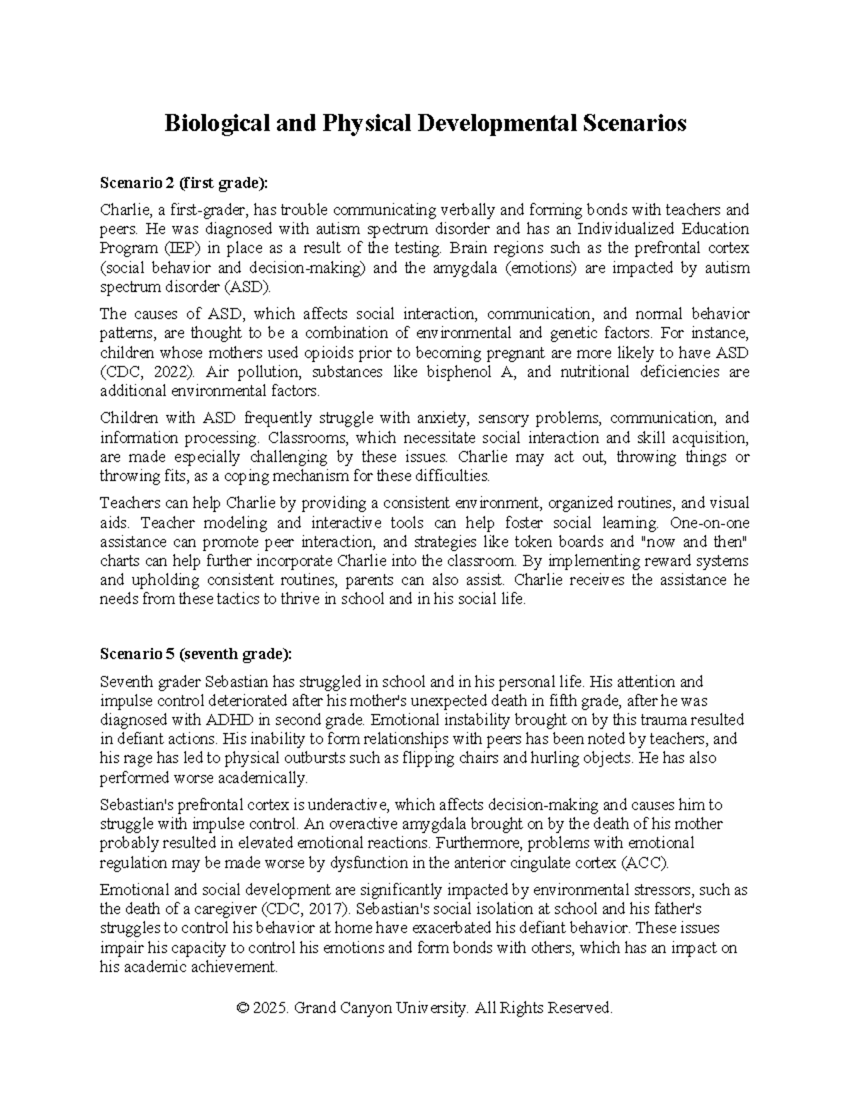 EDU 354 RS T2 Development Scenarios - Biological and Physical ...