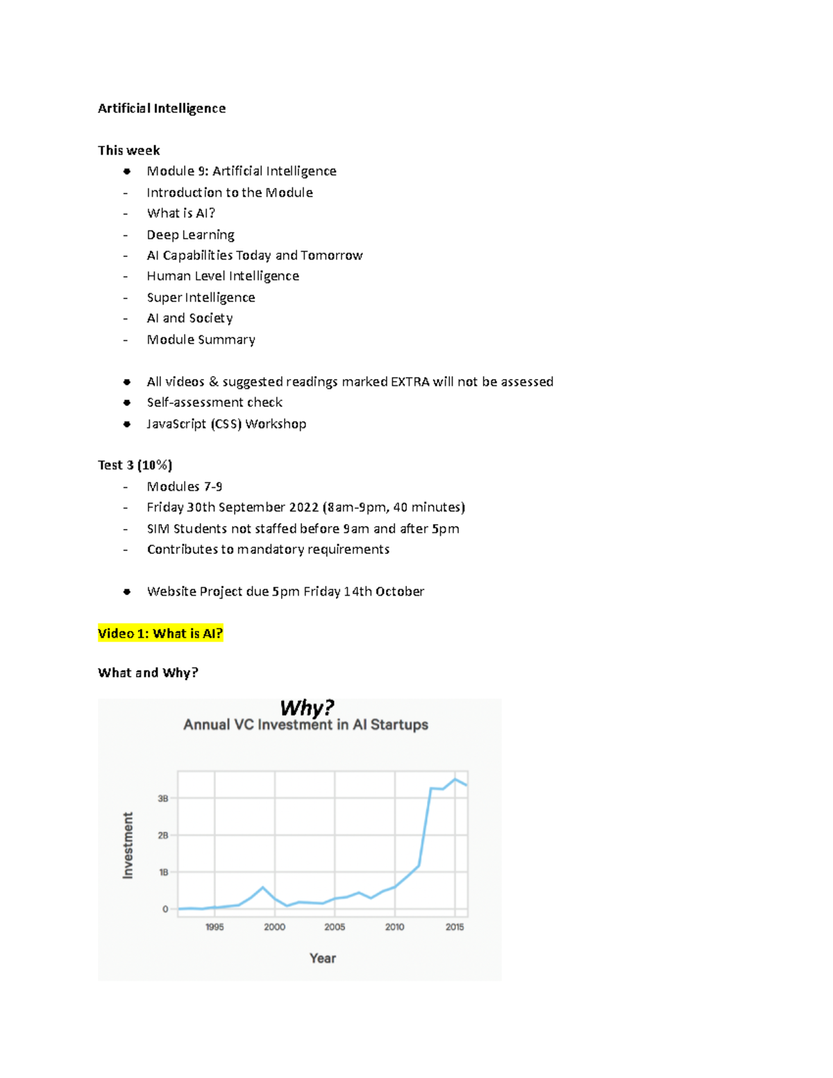 Week 9 INFO - Week 9 Module for INFO101 - Artificial Intelligence This ...
