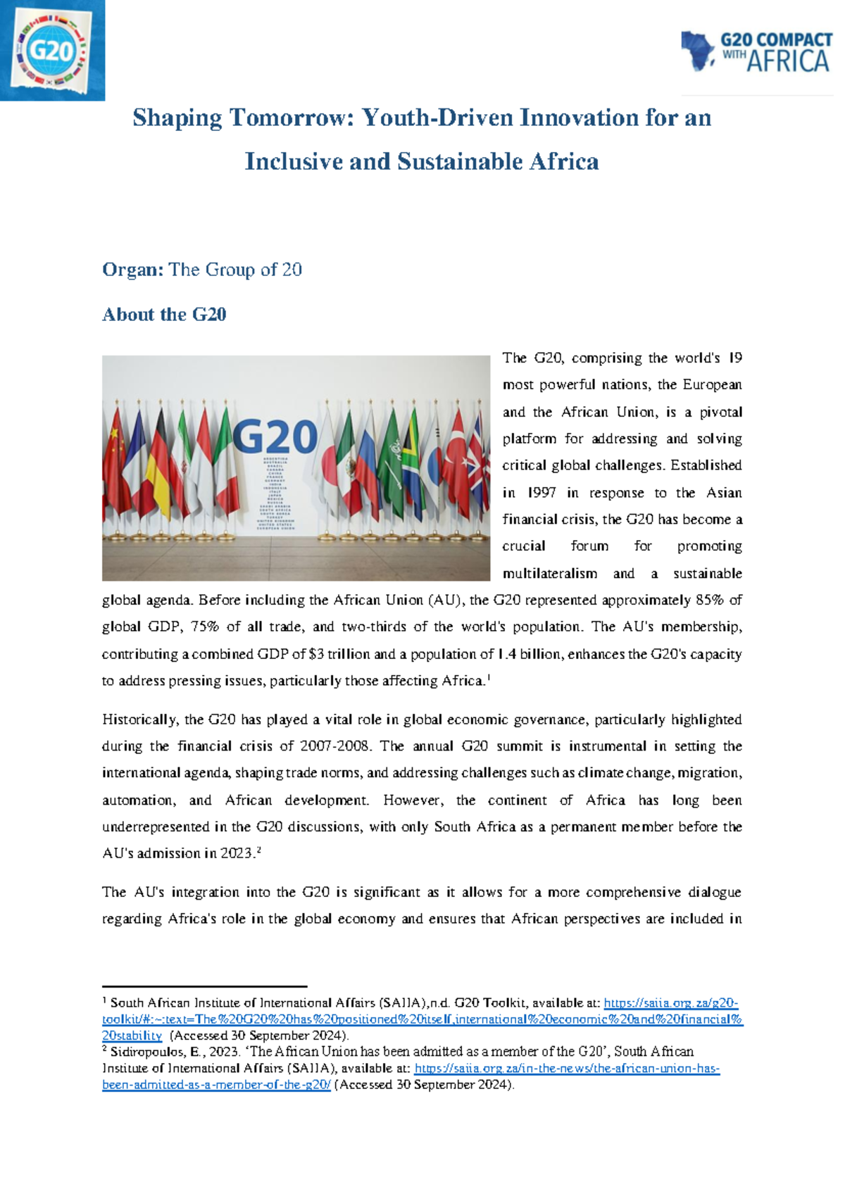 Model G20 Topic Pack ZM - Sign up for g20 - Shaping Tomorrow: Youth ...