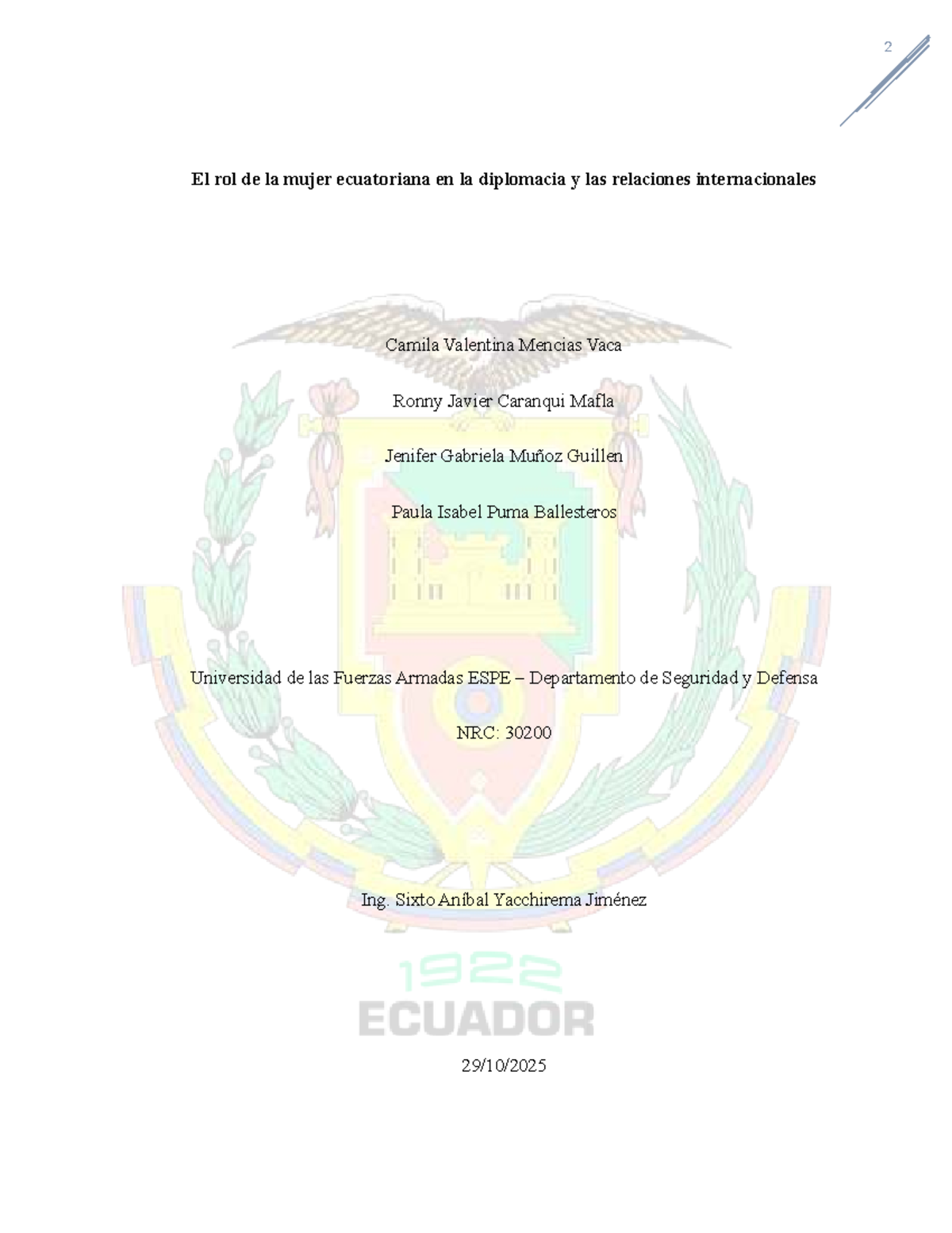 AC7: El Rol de la Mujer Ecuatoriana en Diplomacia y Relaciones ...