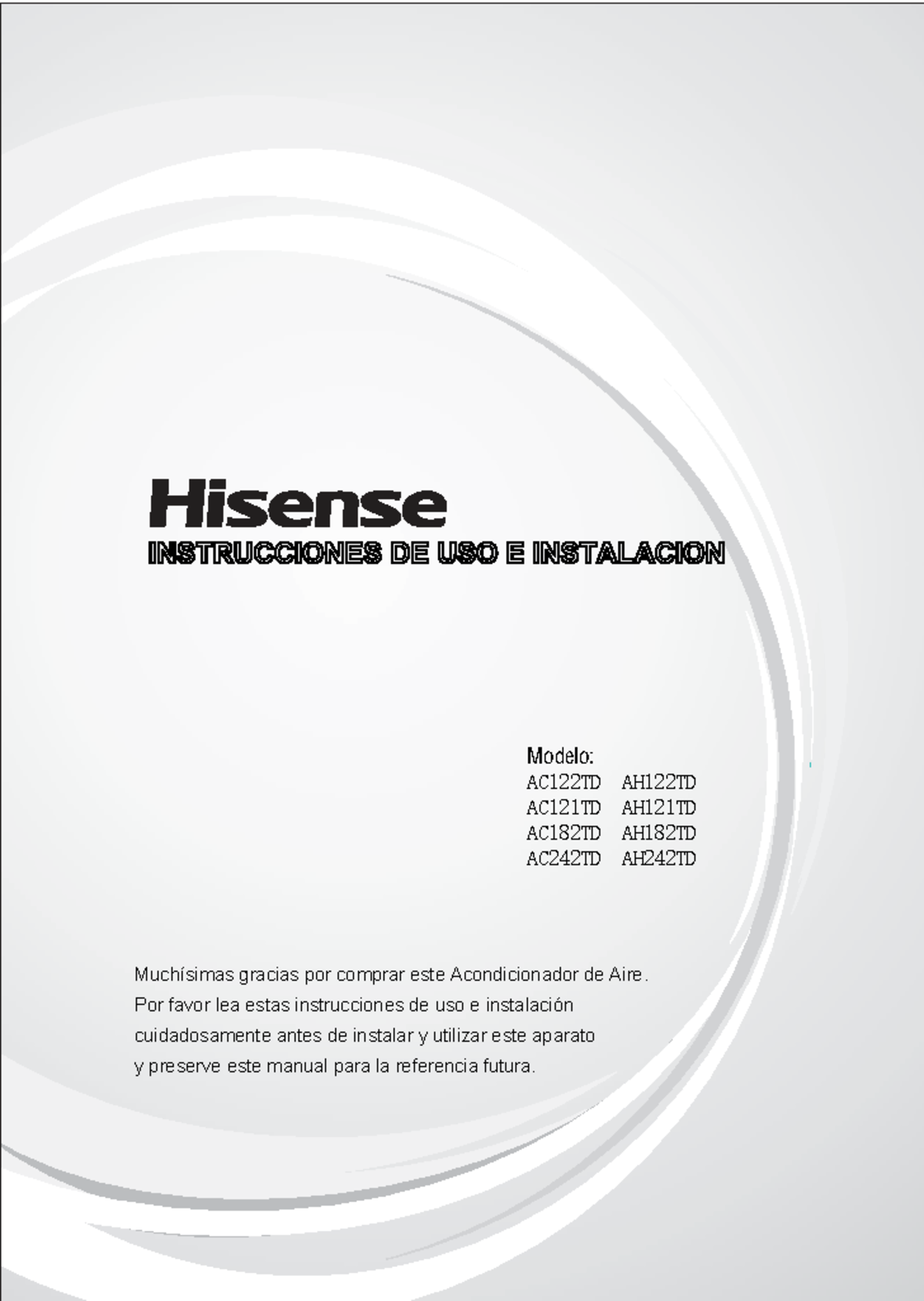 Instrucciones de Instalación y Uso del Acondicionador de Aire AC122TD ...