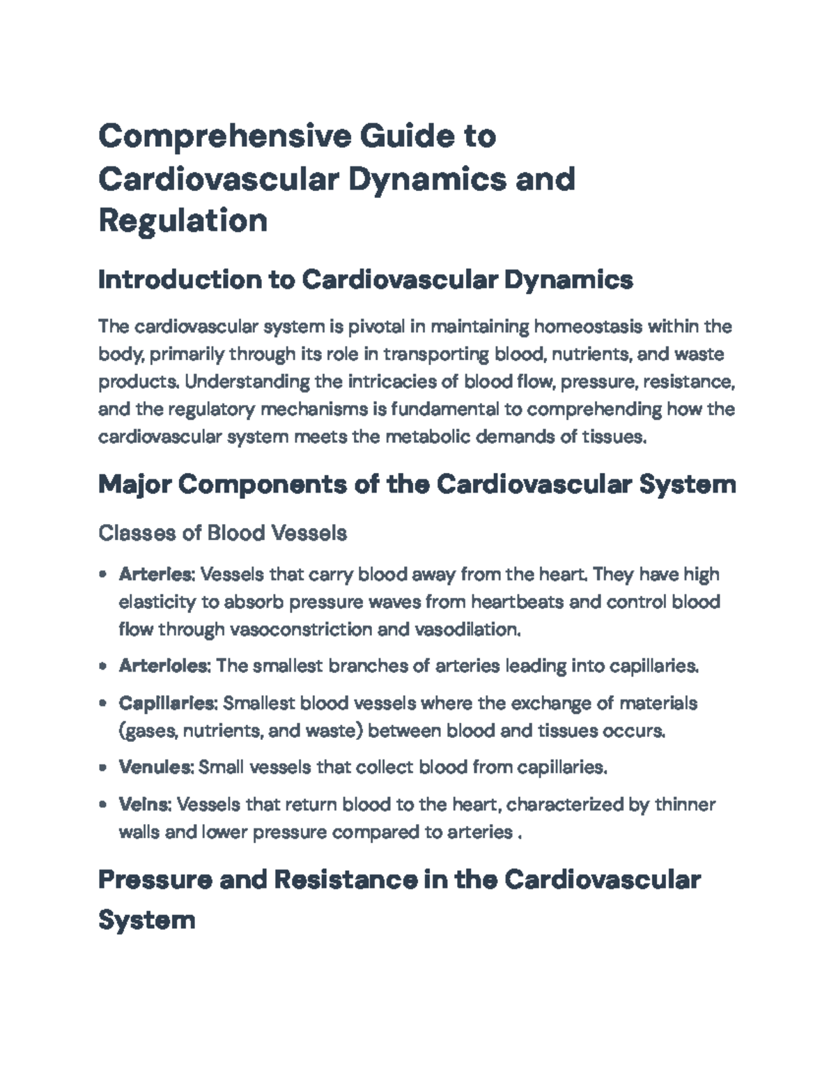 Comprehensive Study of Cardiovascular Dynamics and Regulation Concepts ...