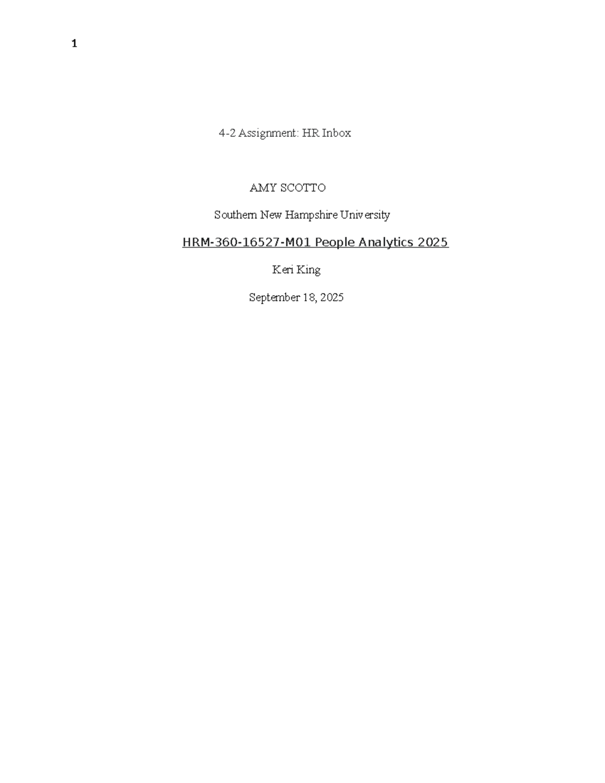 HRM 360 4-2 Assignment: HR Inbox Insights and Responses - Studocu