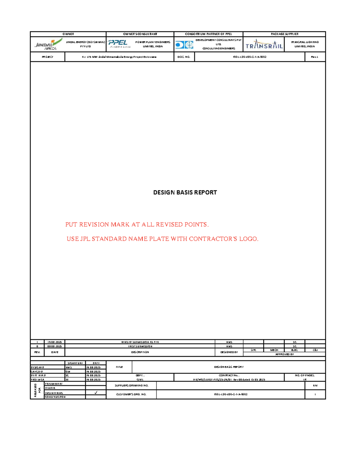 Design Basis Report for 4 x 175 MW Jindal Mmamabula Energy Project ...