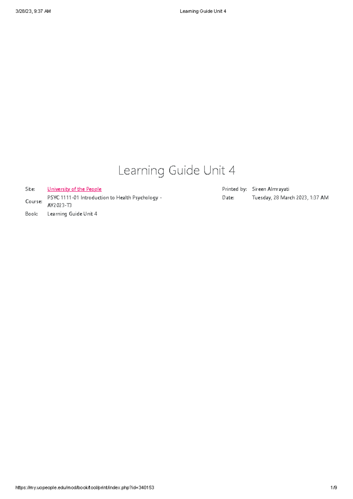 Learning Guide Unit 4 1010 - Learning Guide Unit 4 Site: University of ...