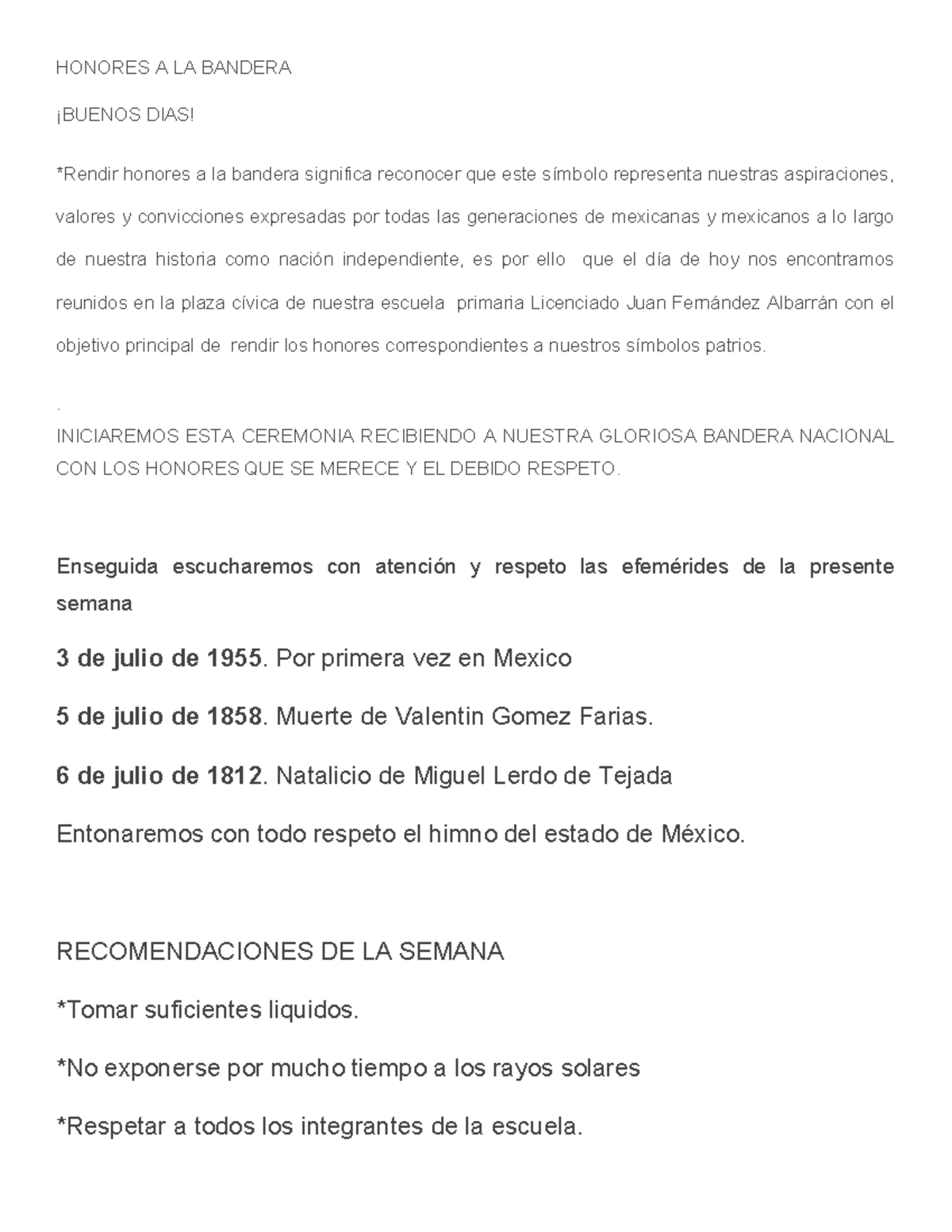 Honores a la Bandera - Ceremonia del 3 de Julio - Studocu