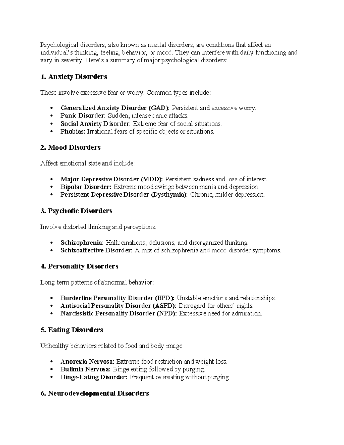 Psychological disorders - They can interfere with daily functioning and ...