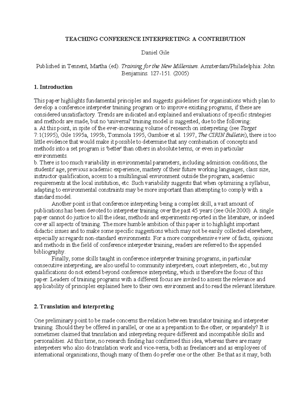 Teaching Conference Interpreting: Principles and Guidelines for ...