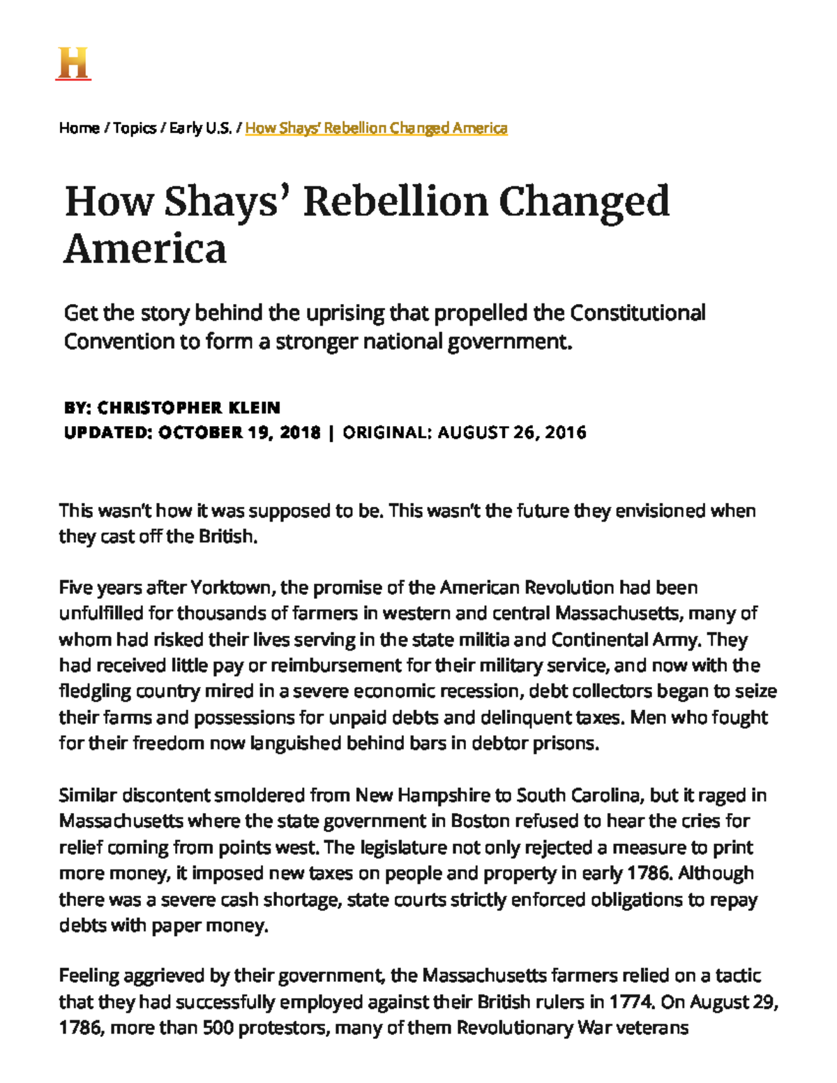How+Shays'+Rebellion+Changed+America+ + History - This wasn’t how it ...