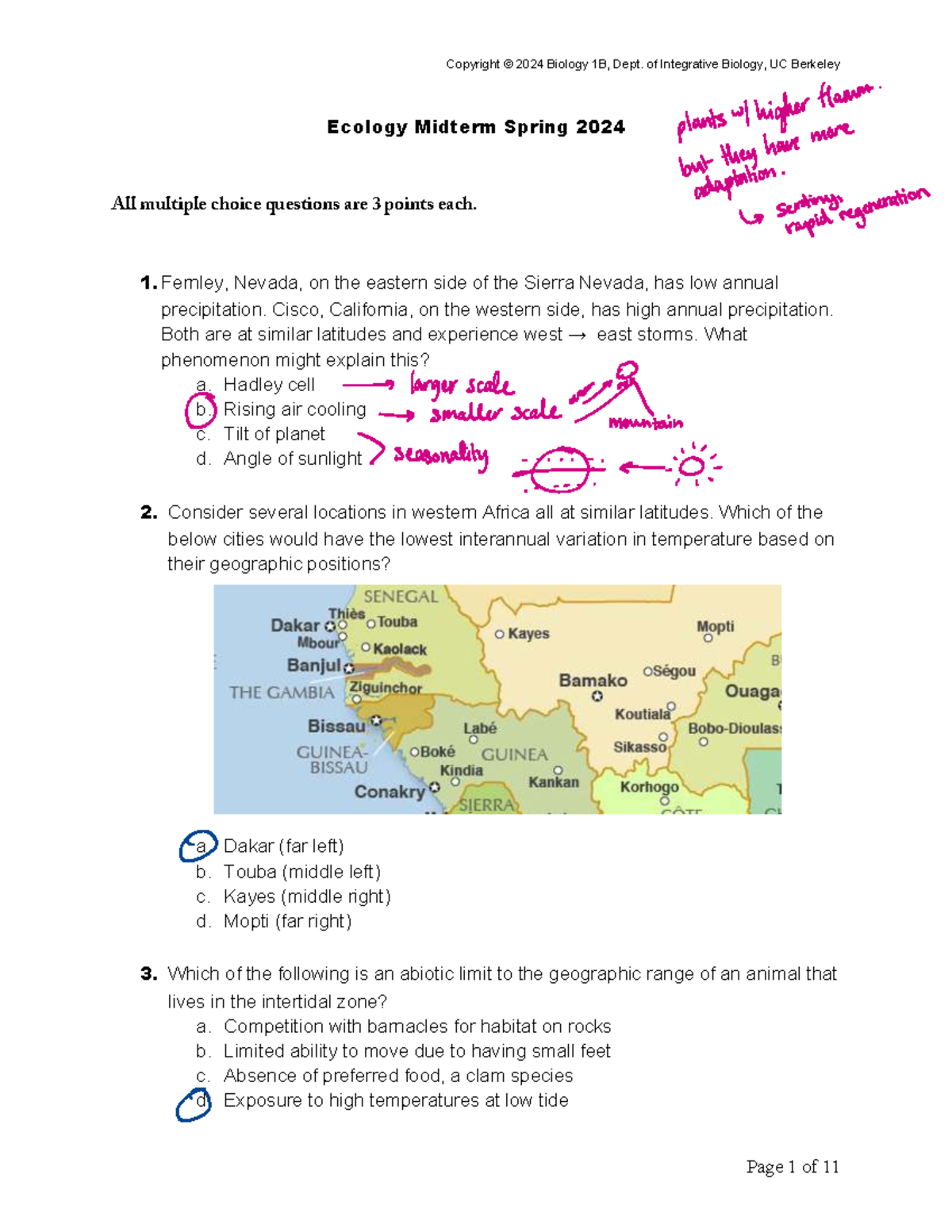 Ecology 1B Midterm Study Guide - Spring 2024, UC Berkeley - Studocu