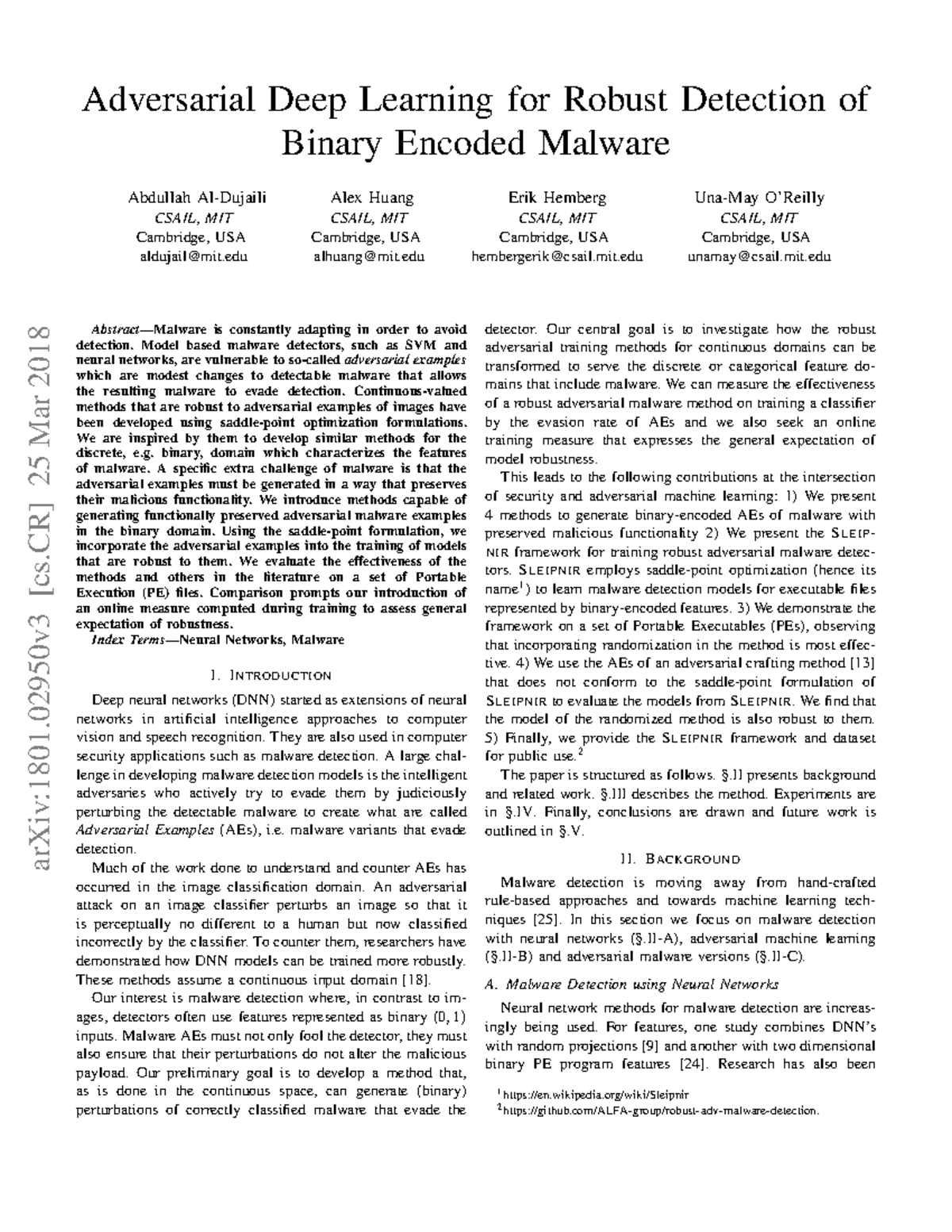Adversarial Deep Learning for Robust Malware Detection (CSAIL) - Studocu