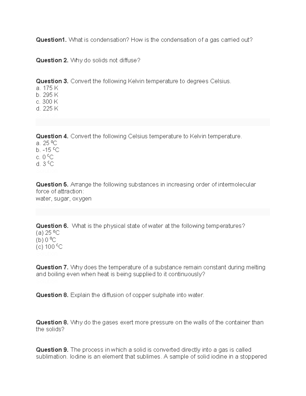 C9 CHEM Holiday Assignment: Understanding States of Matter and ...