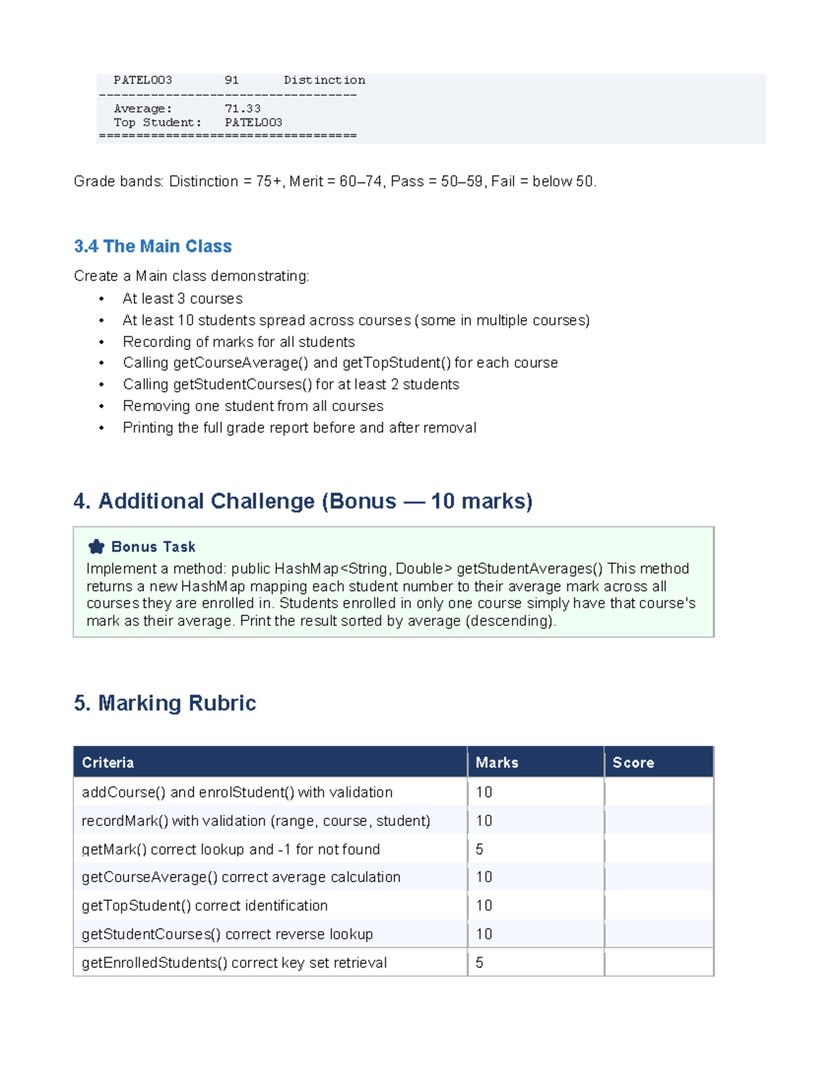CSC2001 F Assignment 7: Course Management & Student Grades - Studocu