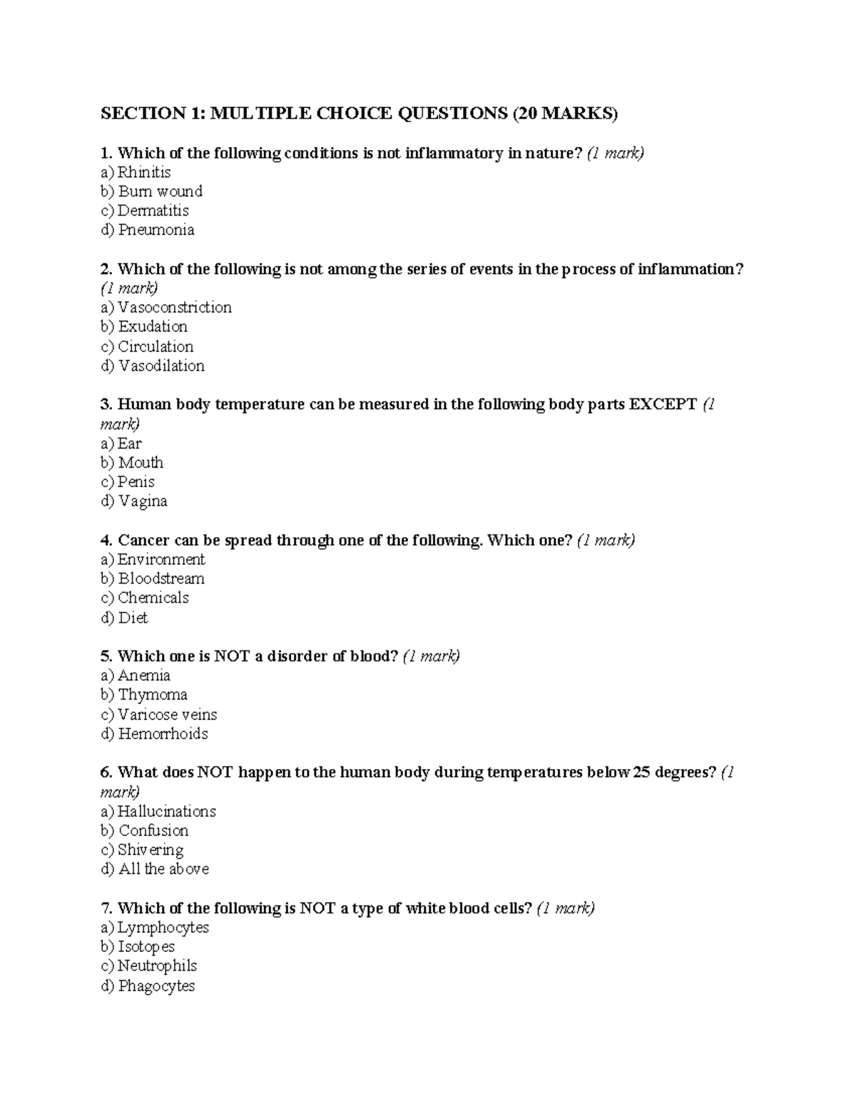 Pathology Past Papers (MCQs, Short & Long Answer Questions) - Studocu
