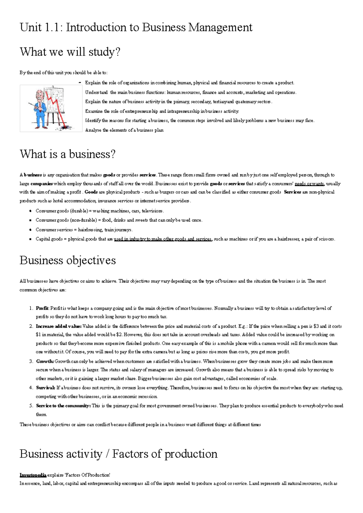 1.1 Introduction to Business Management - Unit 1: Introduction to ...