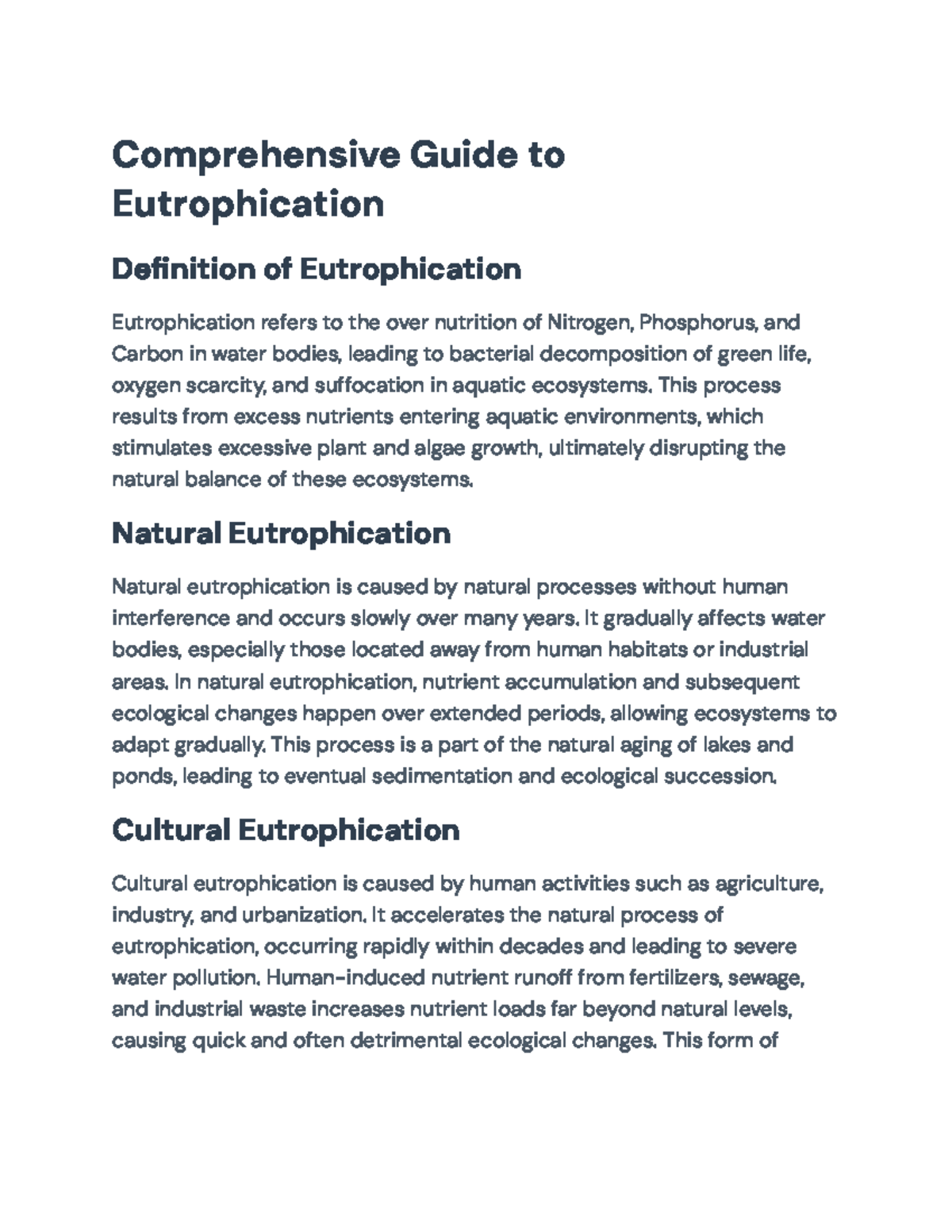 Comprehensive Guide to Eutrophication: Causes, Effects, and Solutions ...