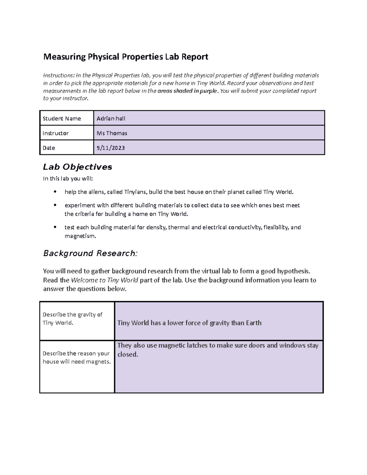 1.05 Measuring Physical Properties Lab Report - Measuring Physical ...
