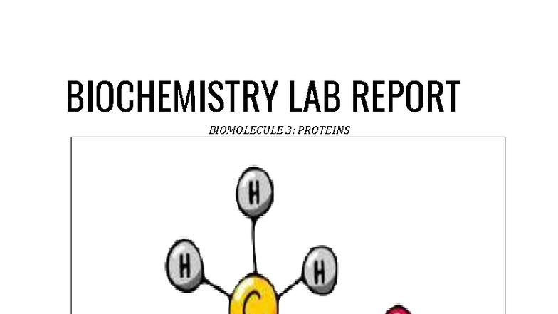 BIOCHEMISTRY LAB REPORT: BIOMOLECULE 3 - PROTEINS (BSN 1B) - Studocu
