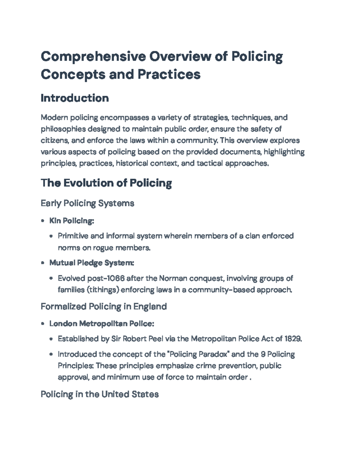 Policing Concepts and Practices: A Comprehensive Overview ...