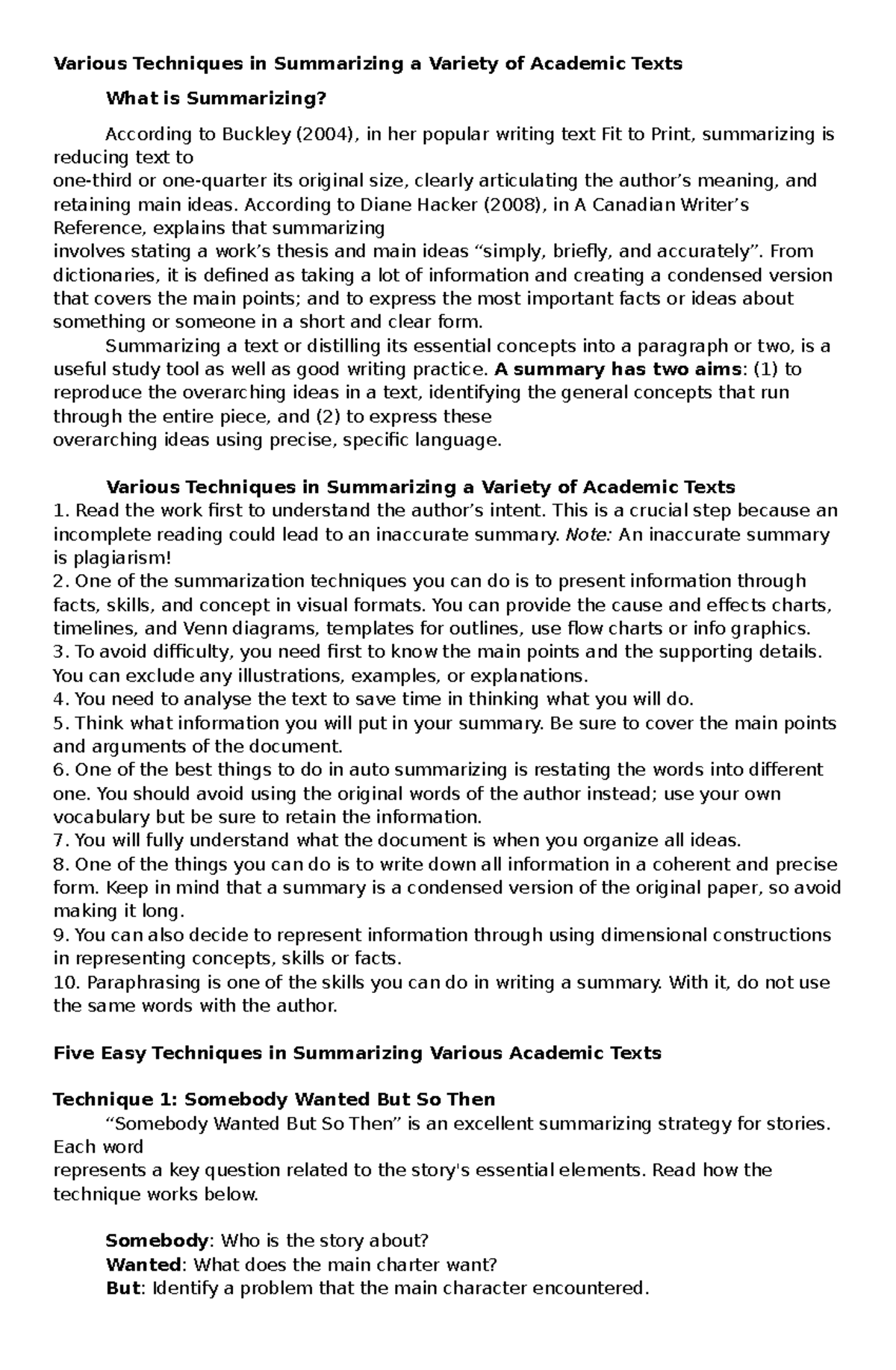 Techniques for Summarizing Academic Texts: Effective Methods ...